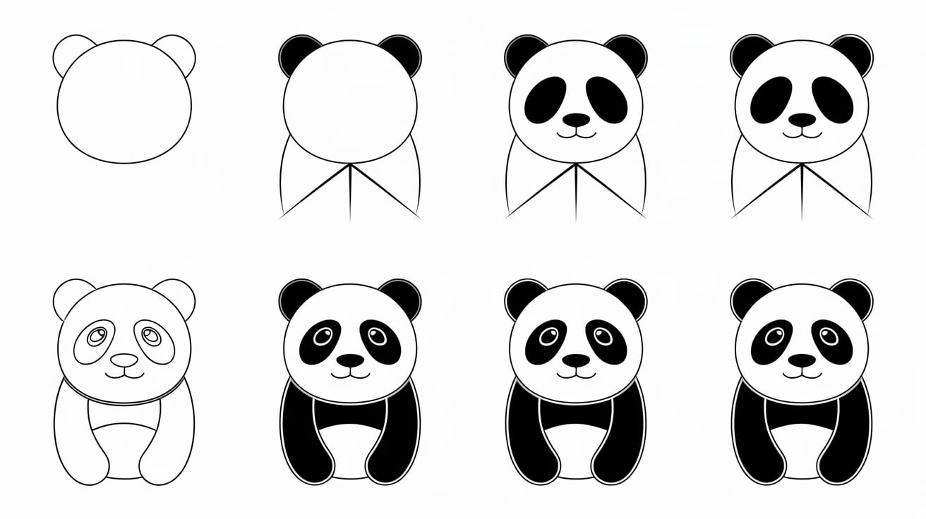 How to Draw a Panda Step By Step - For Kids & Beginners