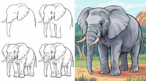 How to Draw an Elephant Step By Step – For Kids & Beginners
