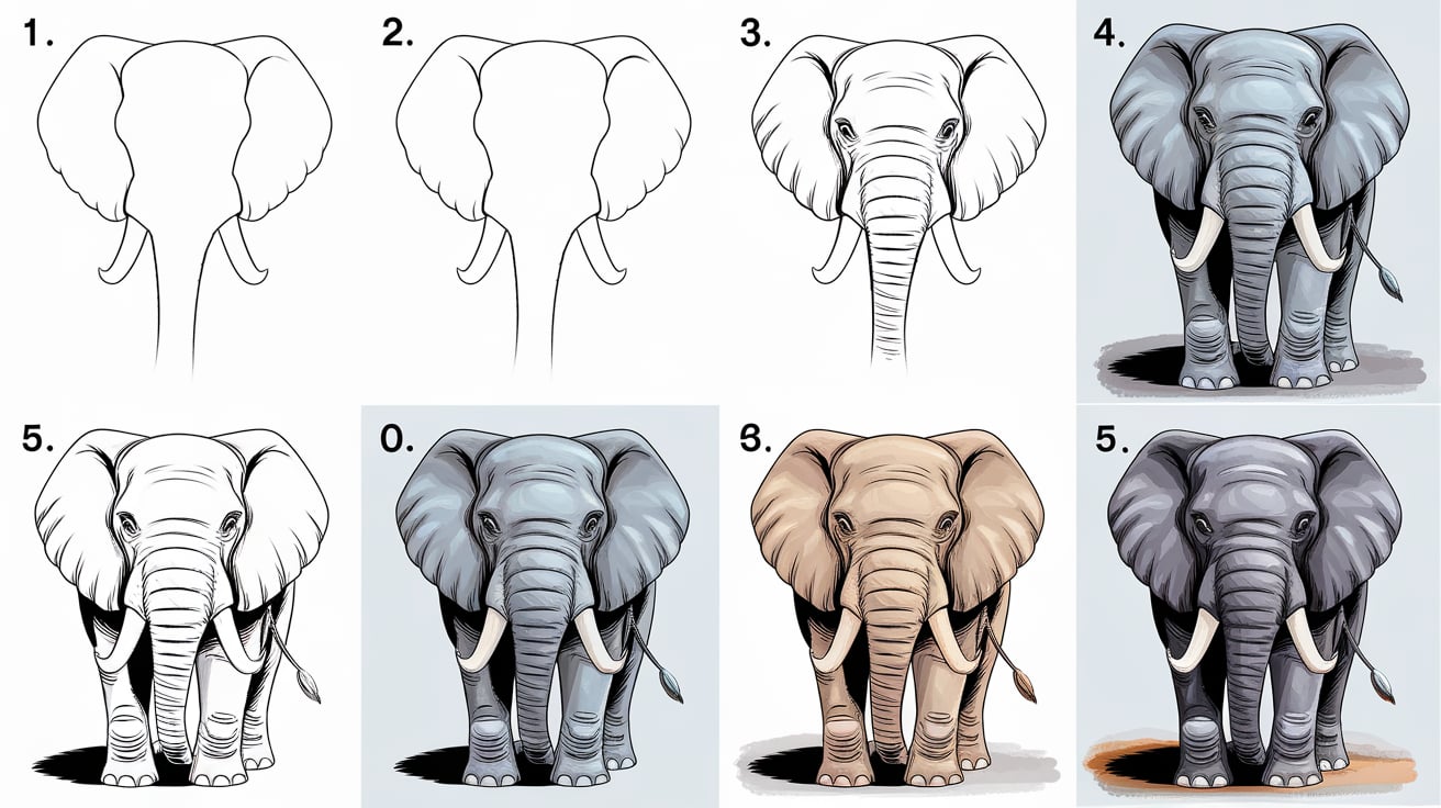 How to Draw an Elephant Step By Step – For Kids & Beginners