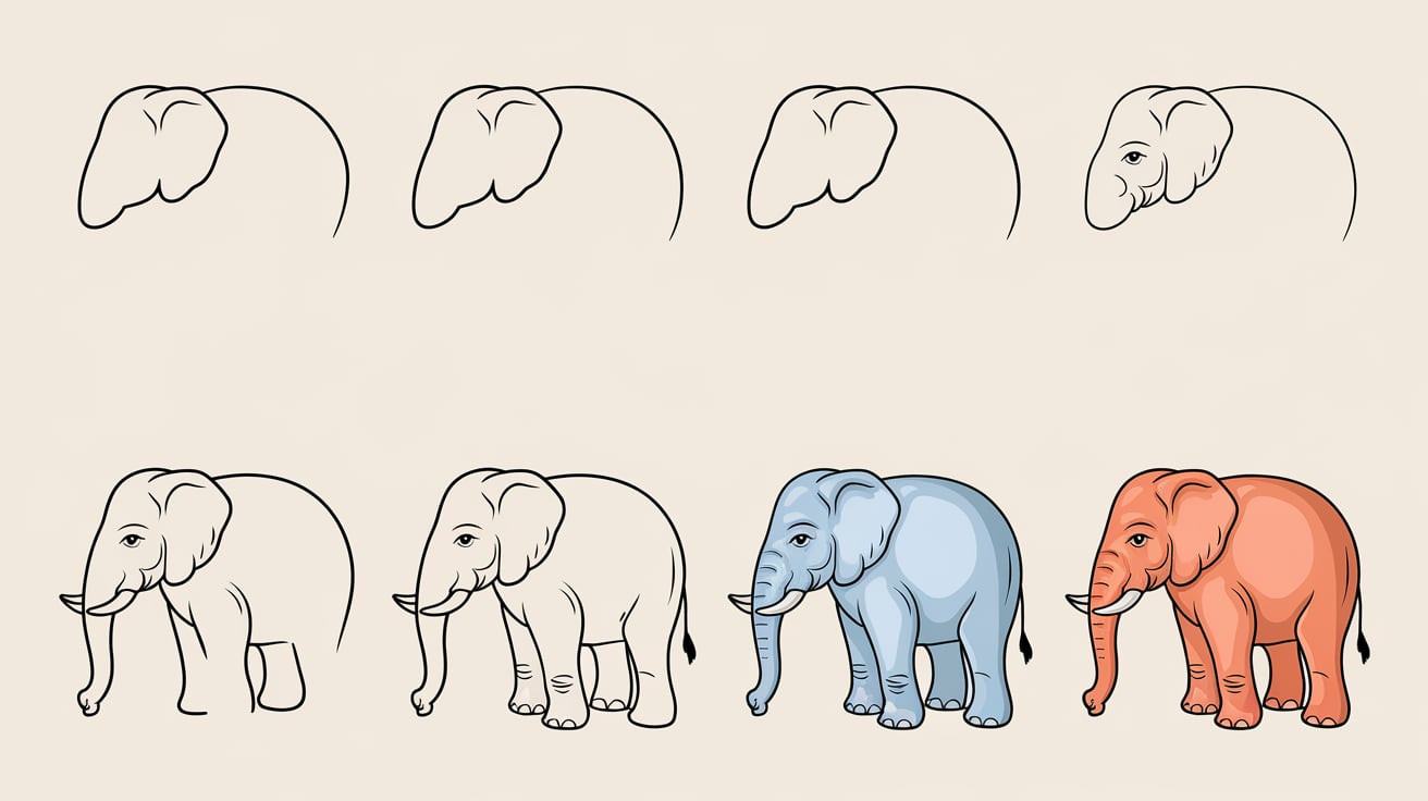 How to Draw an Elephant Step By Step – For Kids & Beginners