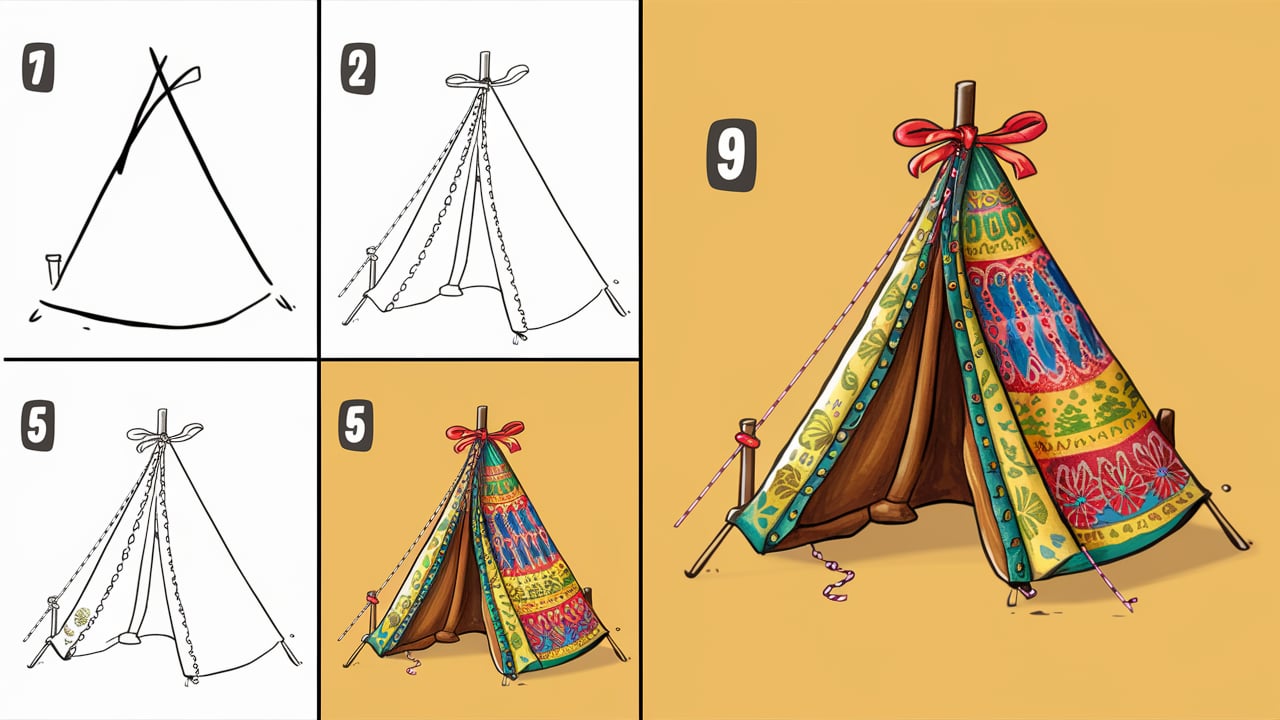 How to Draw a Tent Step By Step – For Kids & Beginners