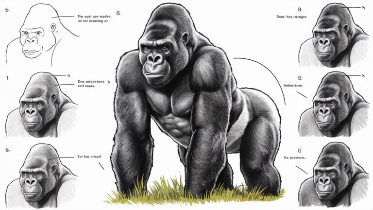 How To Draw a Gorilla Step By Step – For Kids & Beginners