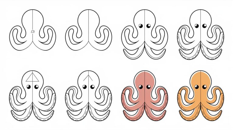 How to draw an Octopus Step By Step – For Kids & Beginners