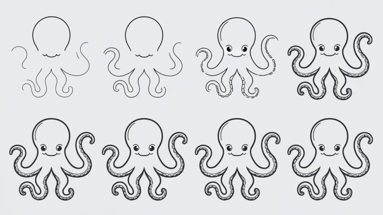 How to draw an Octopus Step By Step – For Kids & Beginners