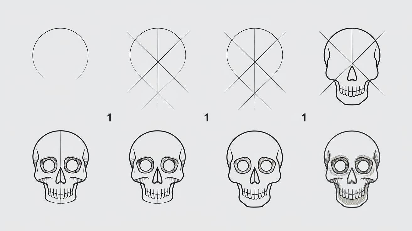 How To Draw Skull Step By Step – For Kids & Beginners