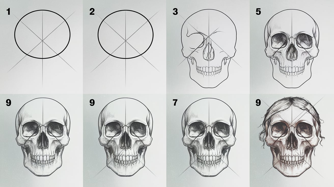 How To Draw Skull Step By Step – For Kids & Beginners