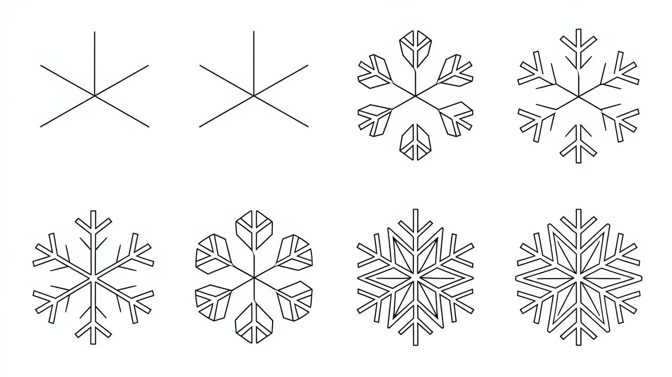 How to Draw Snowflakes Step By Step – For Kids & Beginners
