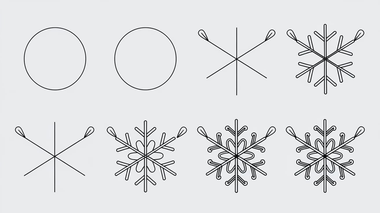 How to Draw Snowflakes Step By Step – For Kids & Beginners